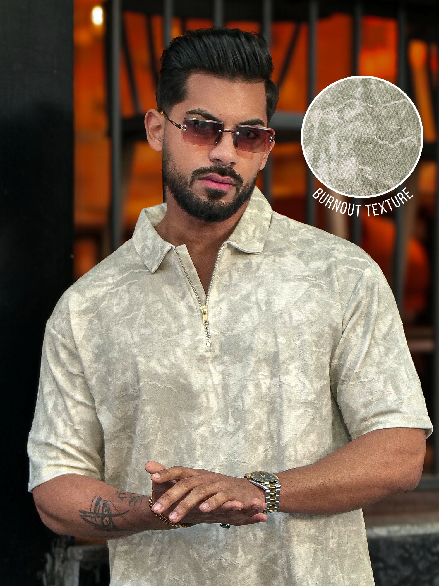 Burnout Grey Polo T-Shirt